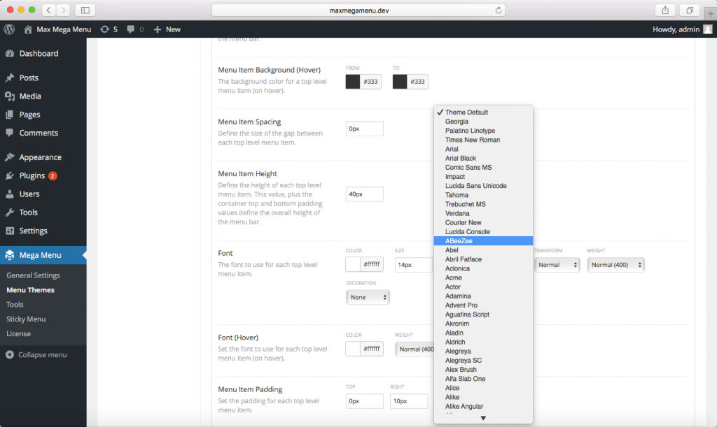 How to use Google Fonts in your WordPress menu – Max Mega Menu