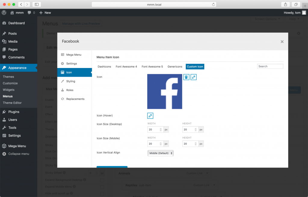 How to add Custom Icons to menu items – Max Mega Menu
