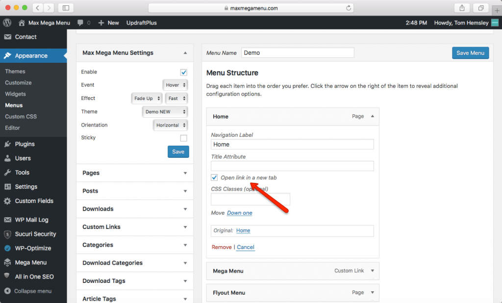 How to open menu links in a new tab or window – Max Mega Menu