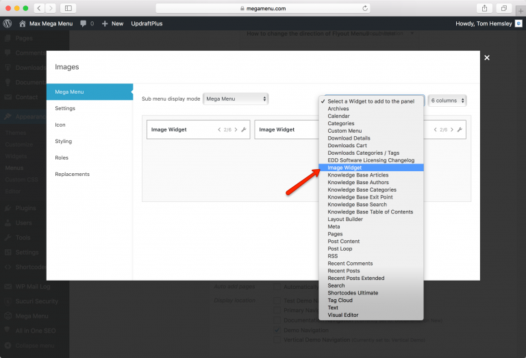 How to display images in sub menus – Max Mega Menu