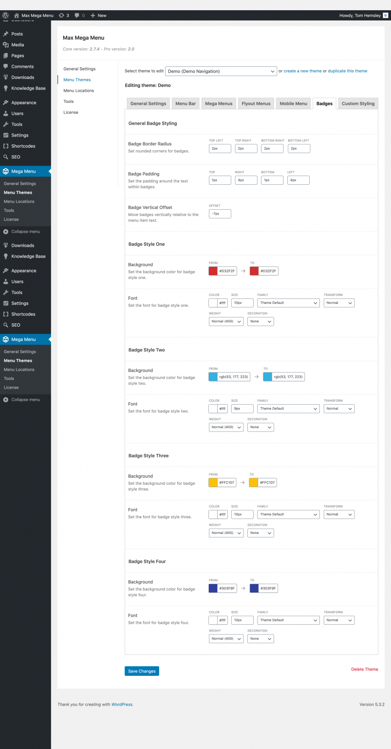 Menu Item Badges – Max Mega Menu